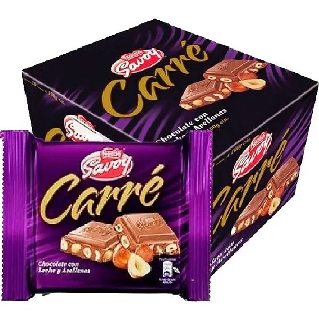 CARRÉ DE AVELLANAS 100 g, CAJA DE 10 UNIDADES – Pardago